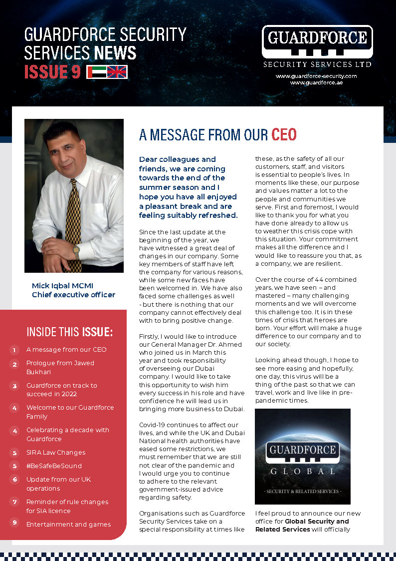 August Newsletter 2022 - Guardforce Global
